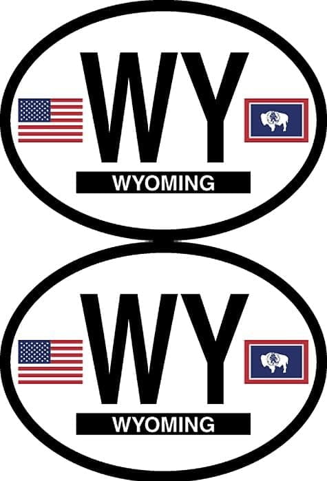 Pack of Two Wyoming Flag-It Brand State Oval Decal Stickers, 3.5"x 4.75 ...