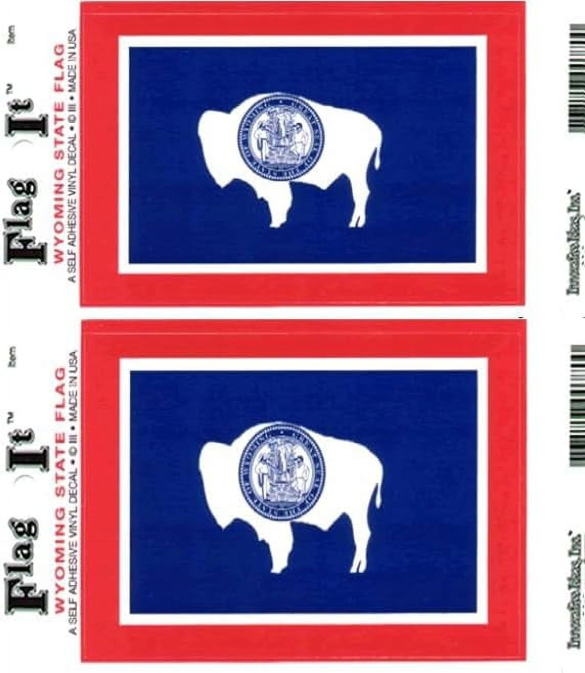 Wyoming Vinyl Stickers, Pack of Two 3.5 x 5 inch Flag-It Decals ...