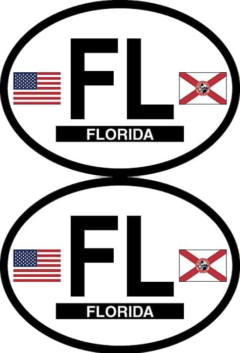 Pack of TwoFlorida Flag-It Brand State Oval Decal Stickers, 3.5"x 4.75 ...