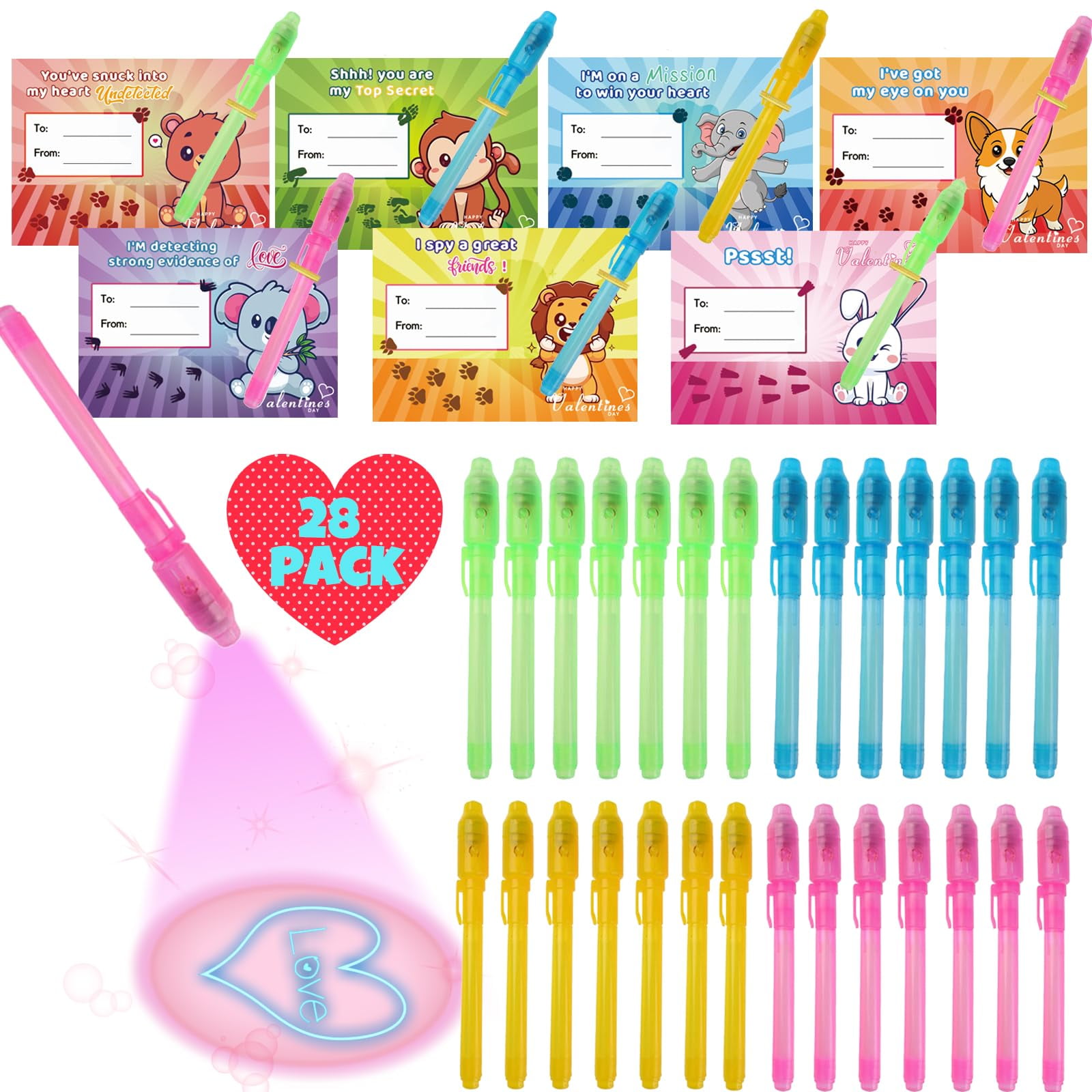 Pack Valentine's Day Gift for Kids with Valentines Day Cards, Invisible ...