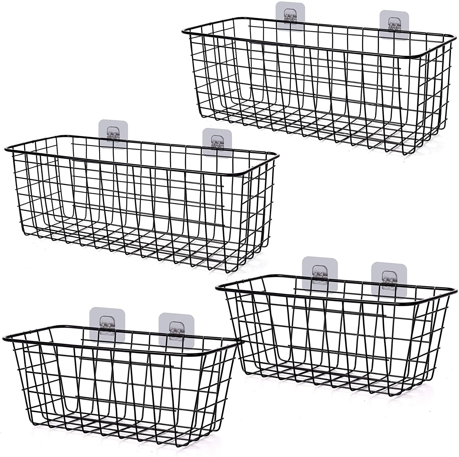 Pack Wire Storage Baskets Household Metal Wall-Mounted Containers ...
