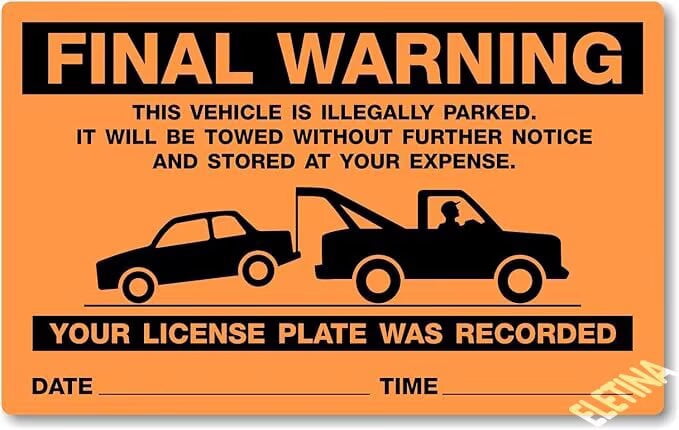Pack Write-On Final Warning Parking Violation Stickers Metal Sign for ...