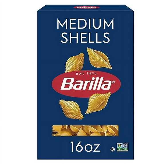 Pack of 1 Barilla Medium Shells Pasta, 16 oz. Box - Non-GMO Pasta Made ...
