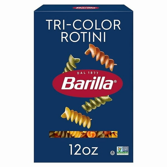 Pack of 1 Barilla Tri-Color Rotini Pasta, 12 oz. Box - Non-GMO Pasta ...