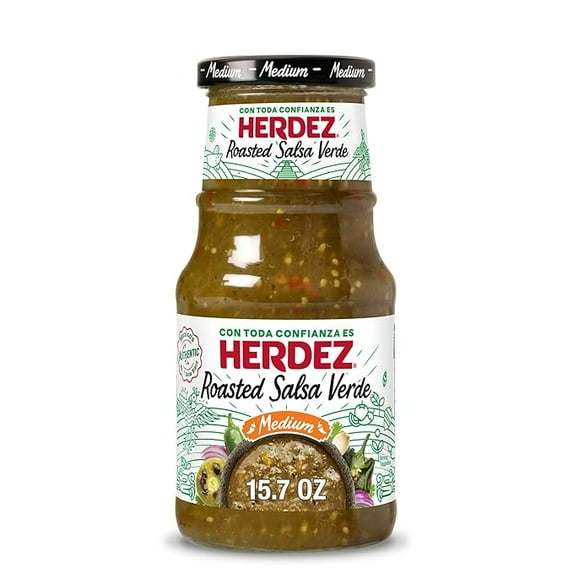 Pack of 1 HERDEZ Roasted Salsa Verde, Medium, 24 oz Jar– Fire-Roasted ...