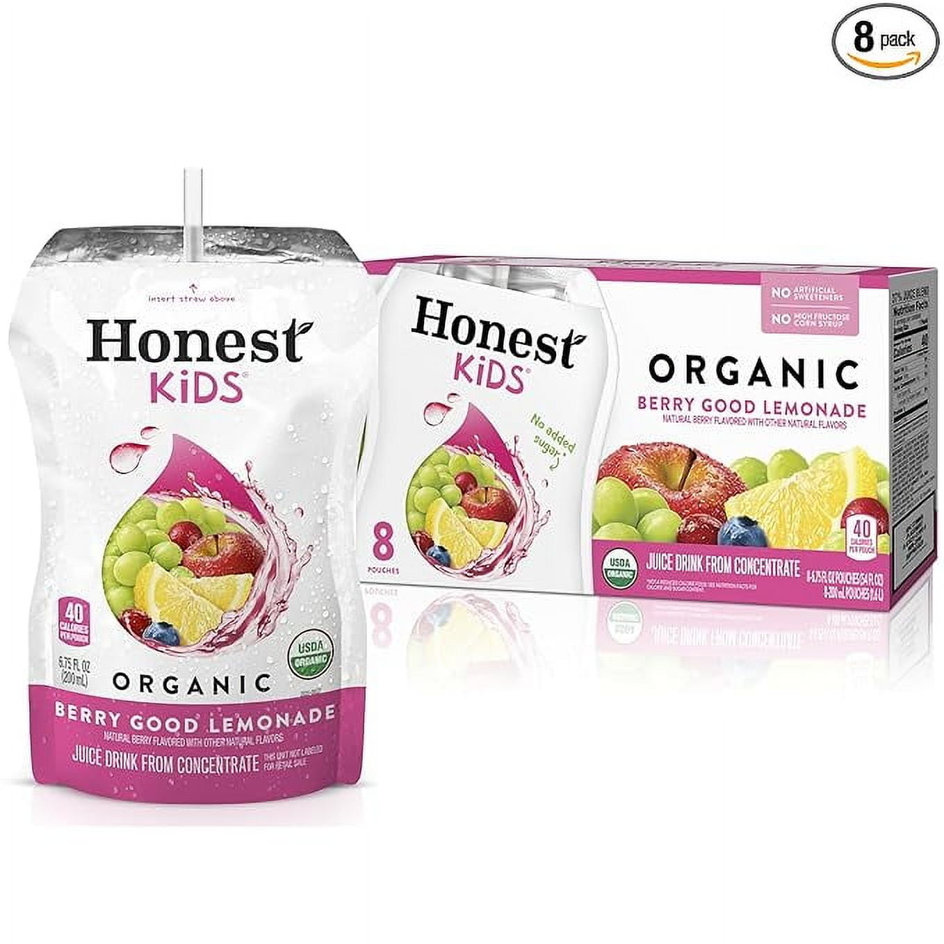 Pack of 1 Honest Kids Organic Berry Good Lemonade, 6.75 Fl Oz, 8 Pack ...