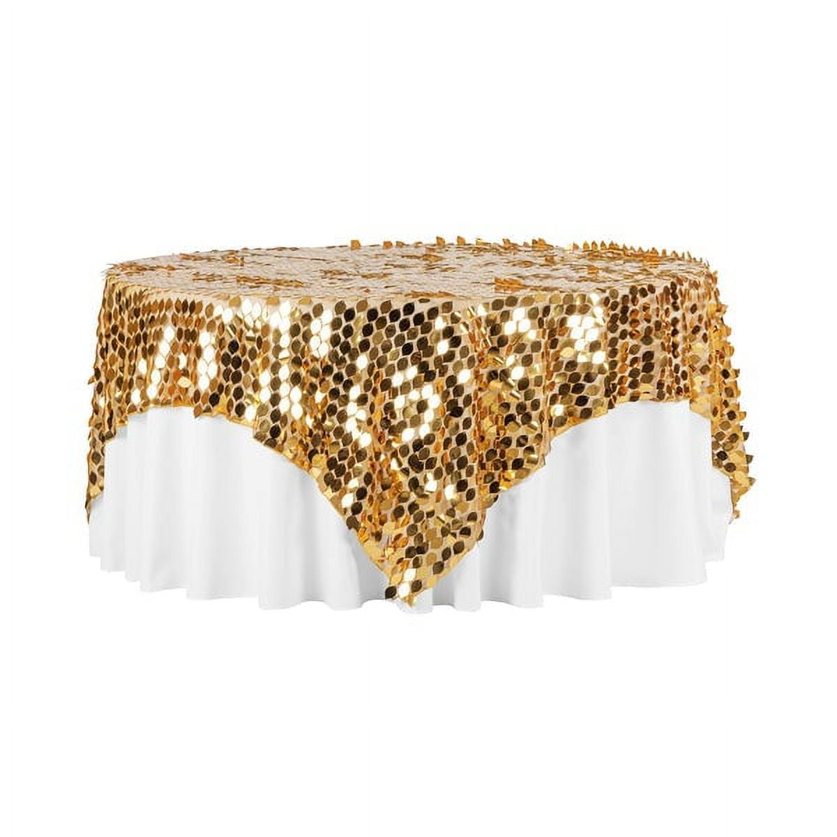 Pack of 1, Leaf Payette Sequin Table Overlay Topper 90"X90" Square ...