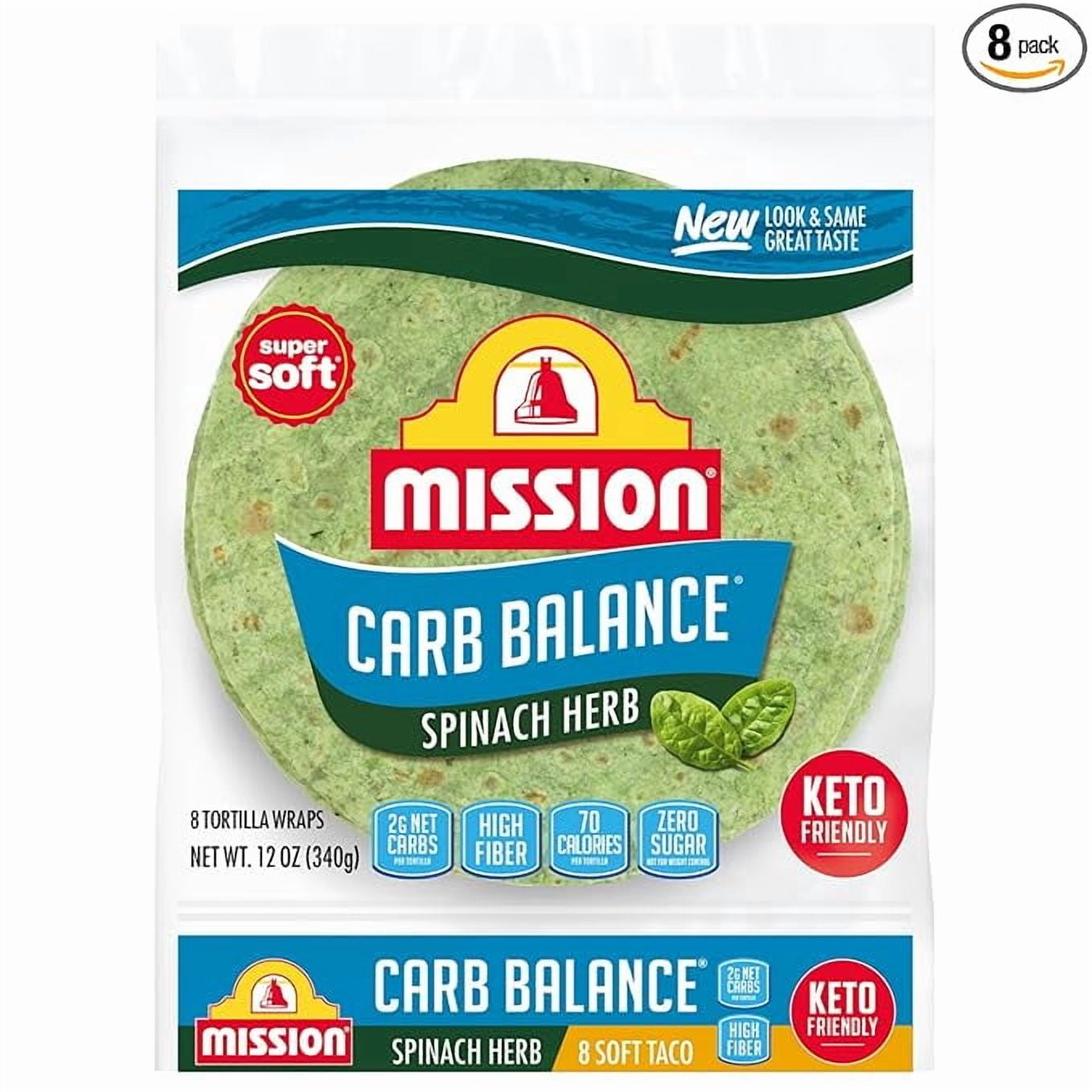 Pack of 1 Mission Carb Balance Spinach Herb Tortilla Wraps, 8 Count ...