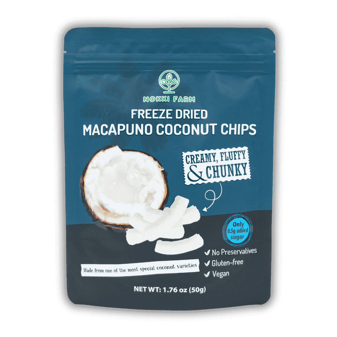 (Pack of 1) NOKKI FARM Freeze-dried Macapuno Coconut Chips 50g | Vegan ...