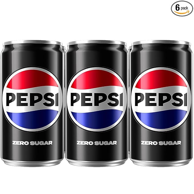 Pack of 1 Pepsi Zero Sugar Cola Soda Pop, 7.5oz Mini Cans (6 Pack ...