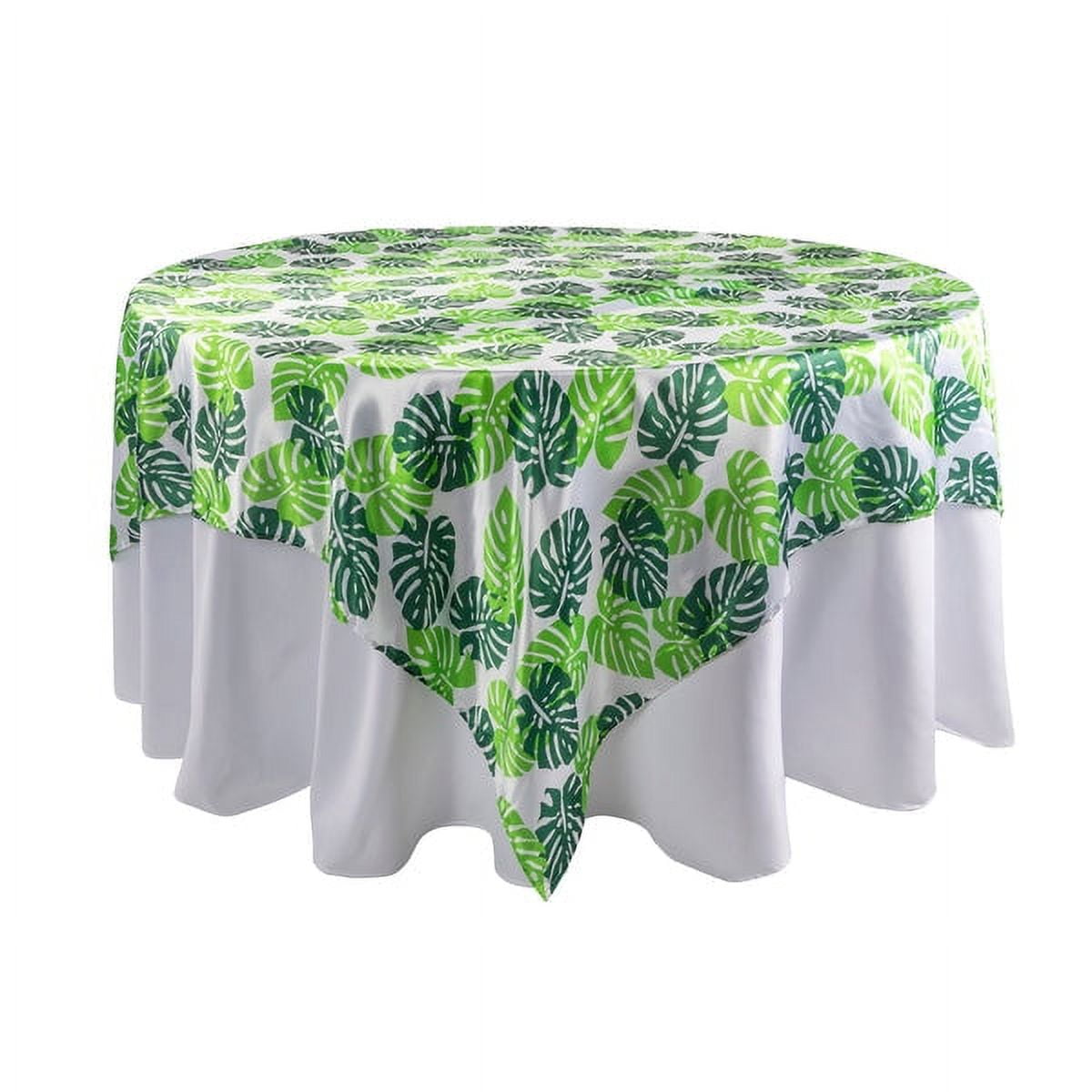 Pack of 1, Square 90"X90" Satin Table Overlay - Tropical Palm Leaf for ...