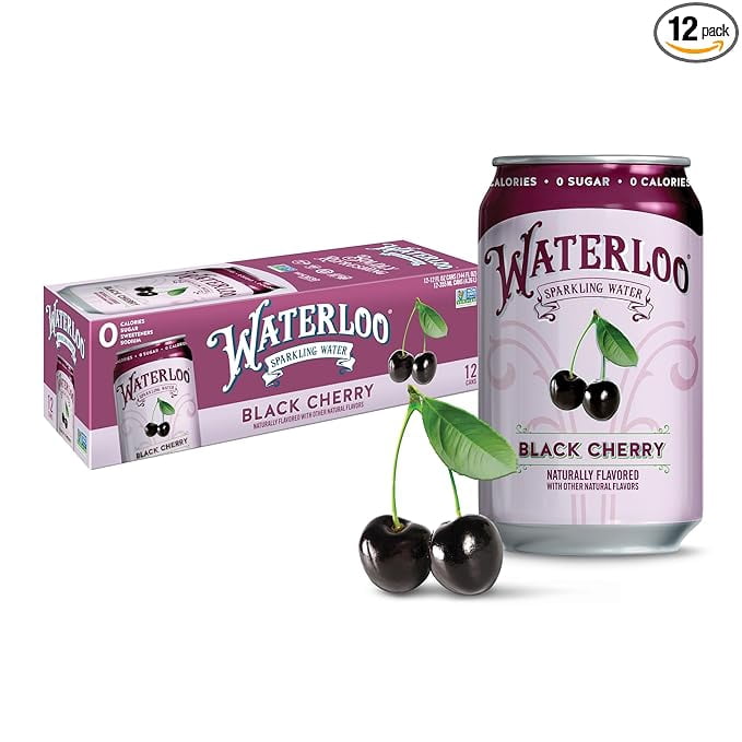 Pack of 1 Waterloo Sparkling Water, Black Cherry Naturally Flavored, 12 ...