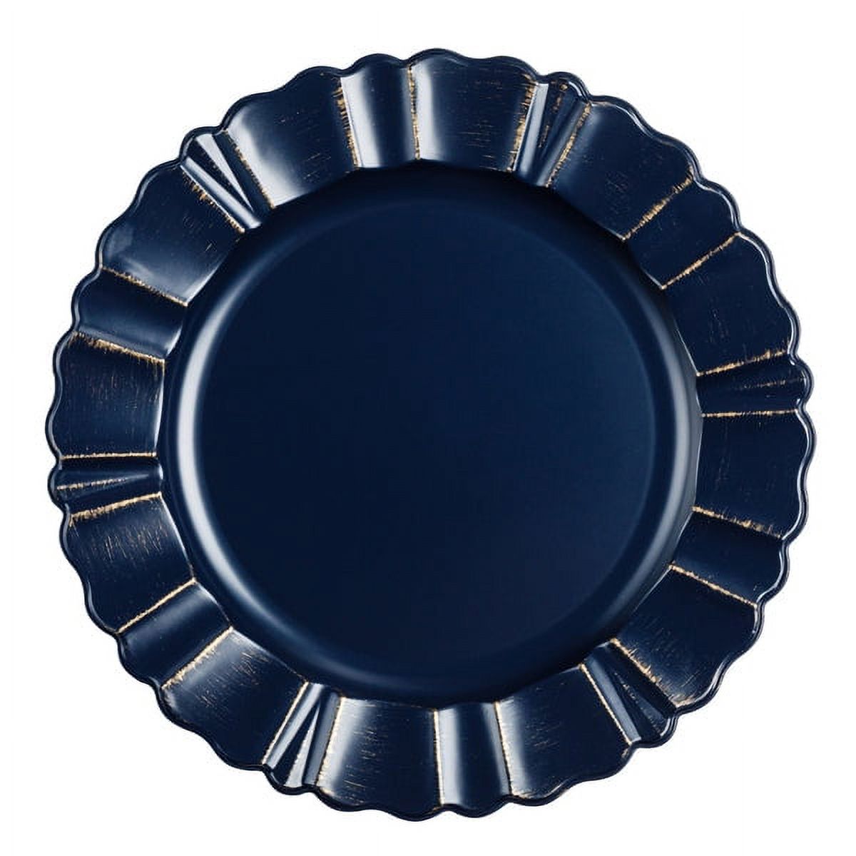Pack of 1, Waved Scalloped Acrylic 13" Charger Plate - Navy Blue & Gold ...