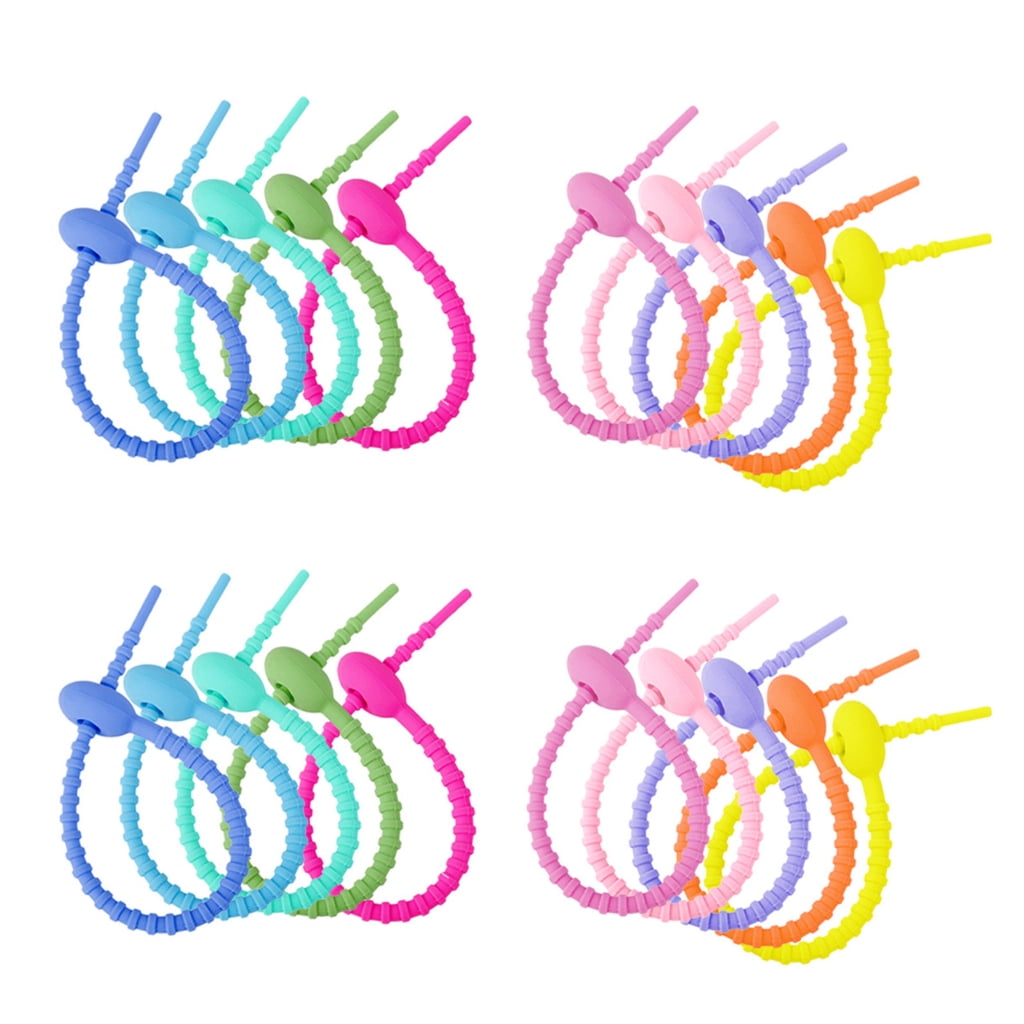 Pack of 10/20/50 Silicone Reusable Bag Twist Wire Fasten Cable Zip Tie ...