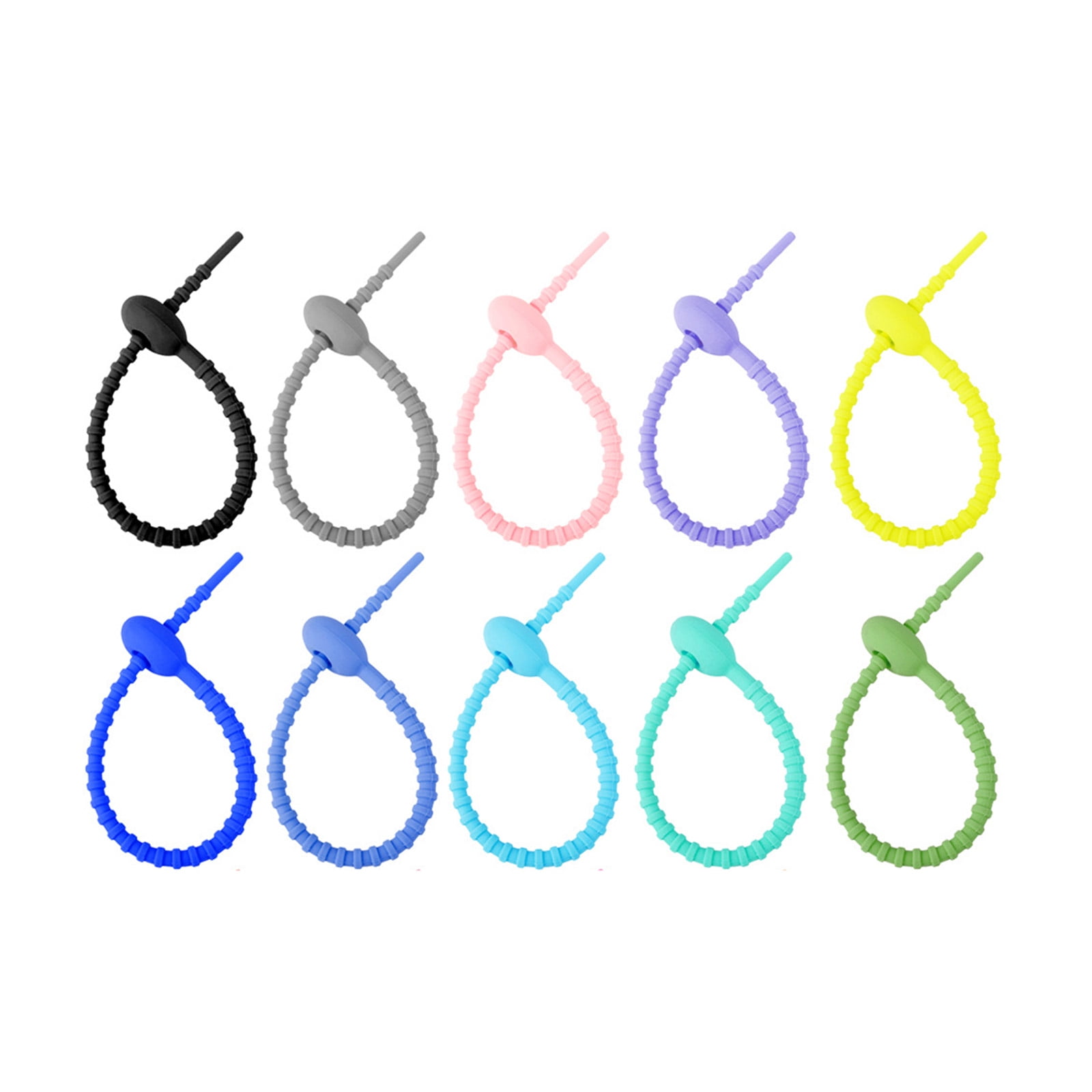 Pack of 10/20/50 Silicone Reusable Bag Twist Wire Fasten Cable Zip Tie ...