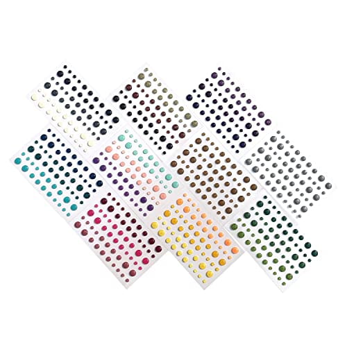 (Pack of 10) 60pcs/Sheet Round Assorted Size self Adhesive Glitter ...