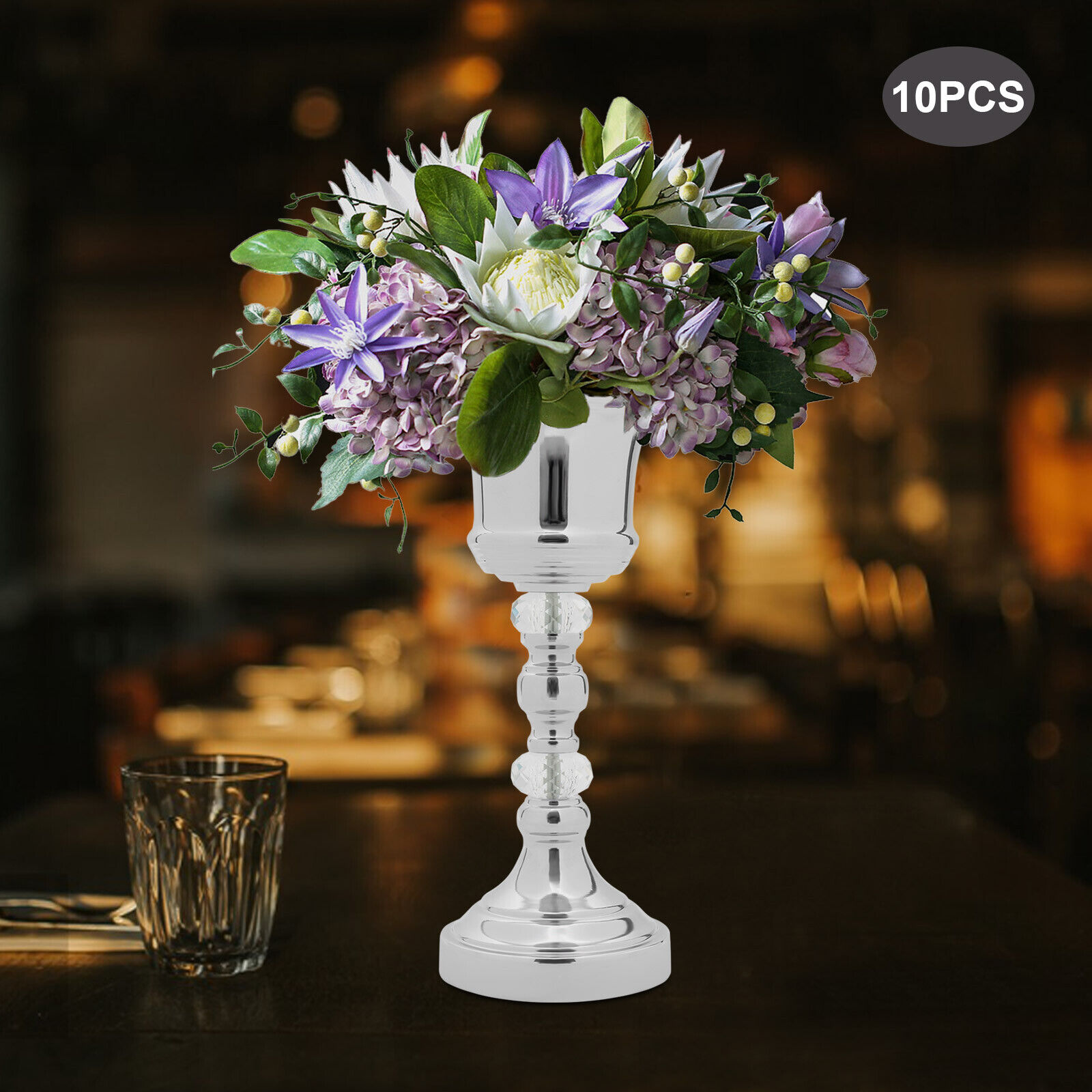 Pack of 10,9,8,7,6,5,4,3,2,1 Wedding Flower Stand Trumpet Vases for Table Centerpieces ...