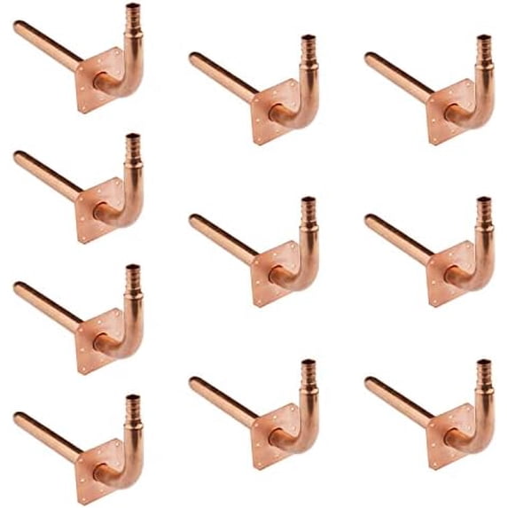 (Pack of 10) Barb Crimp Pex Copper Stub Out Elbow with Wall Flange, 1/2 ...