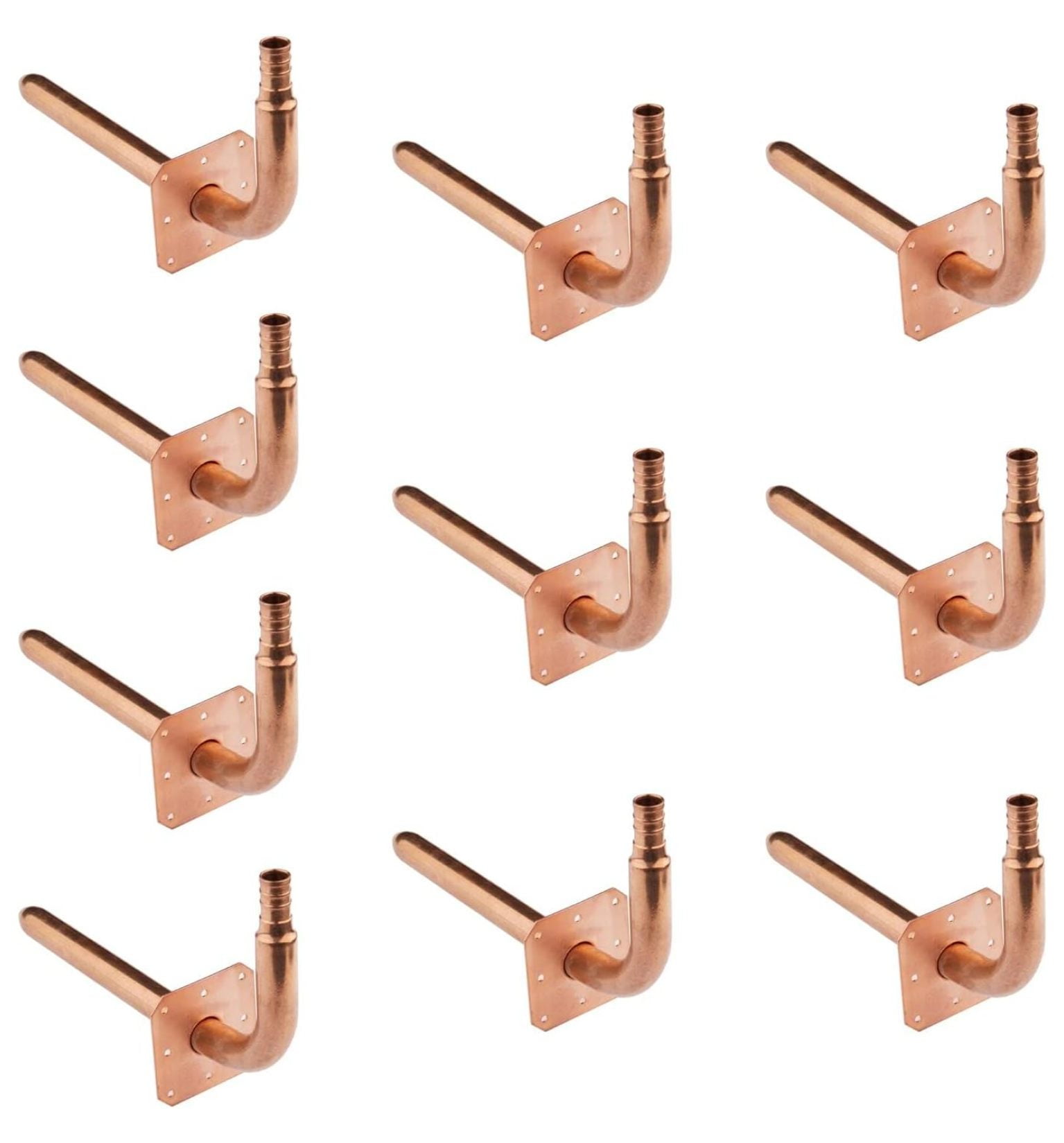 (Pack of 10) Barb Crimp Pex Copper Stub Out Elbow with Wall Flange, 1/2"-8 Inch Length - Walmart.com