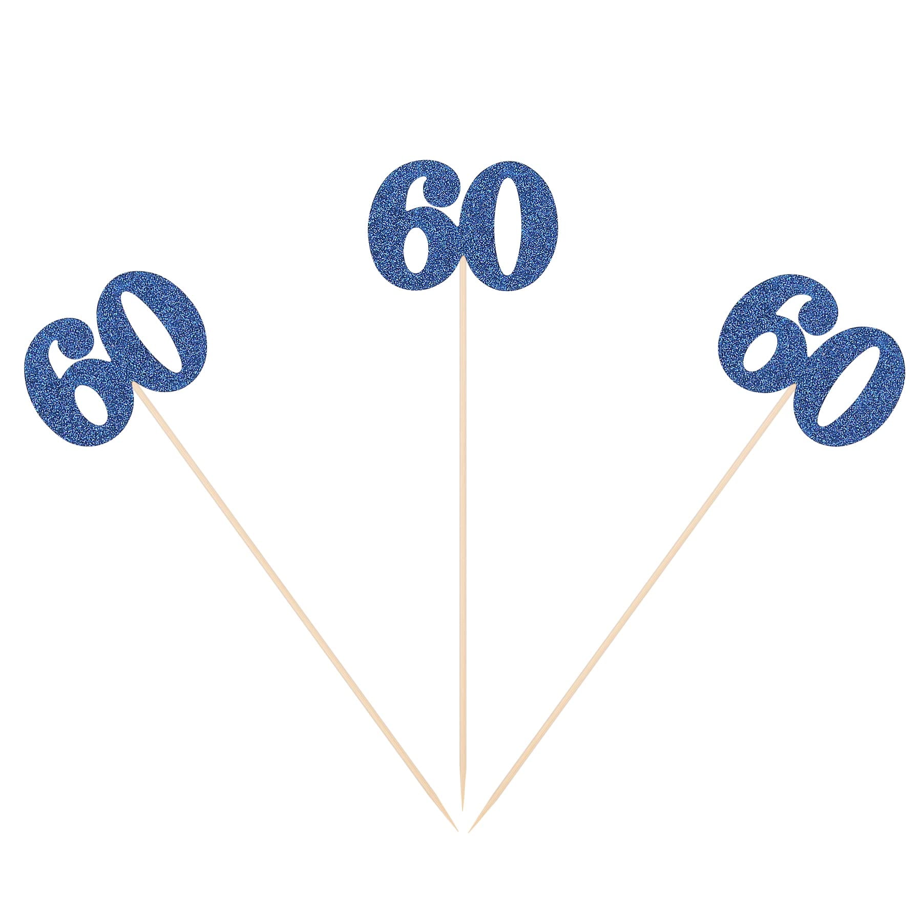 Pack of 10 Blue Glitter 60th Birthday Centerpiece Sticks Number 60 ...