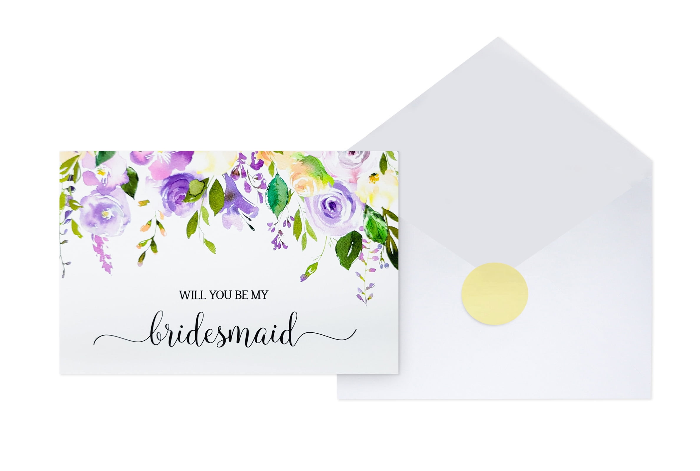Pack of 10 Bridesmaid Proposal Cards with 10 Envelopes & Gold Seals ...