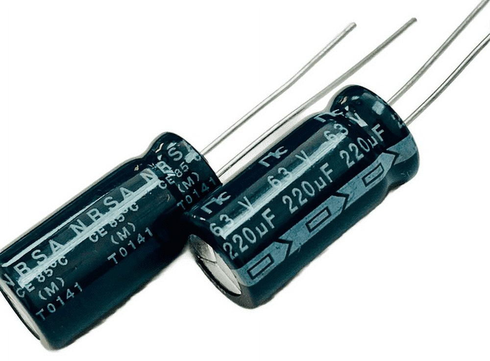Pack of 10 Capacitor Aluminum Lytic Radial 220uF 63V 20%, NRSA Series ...