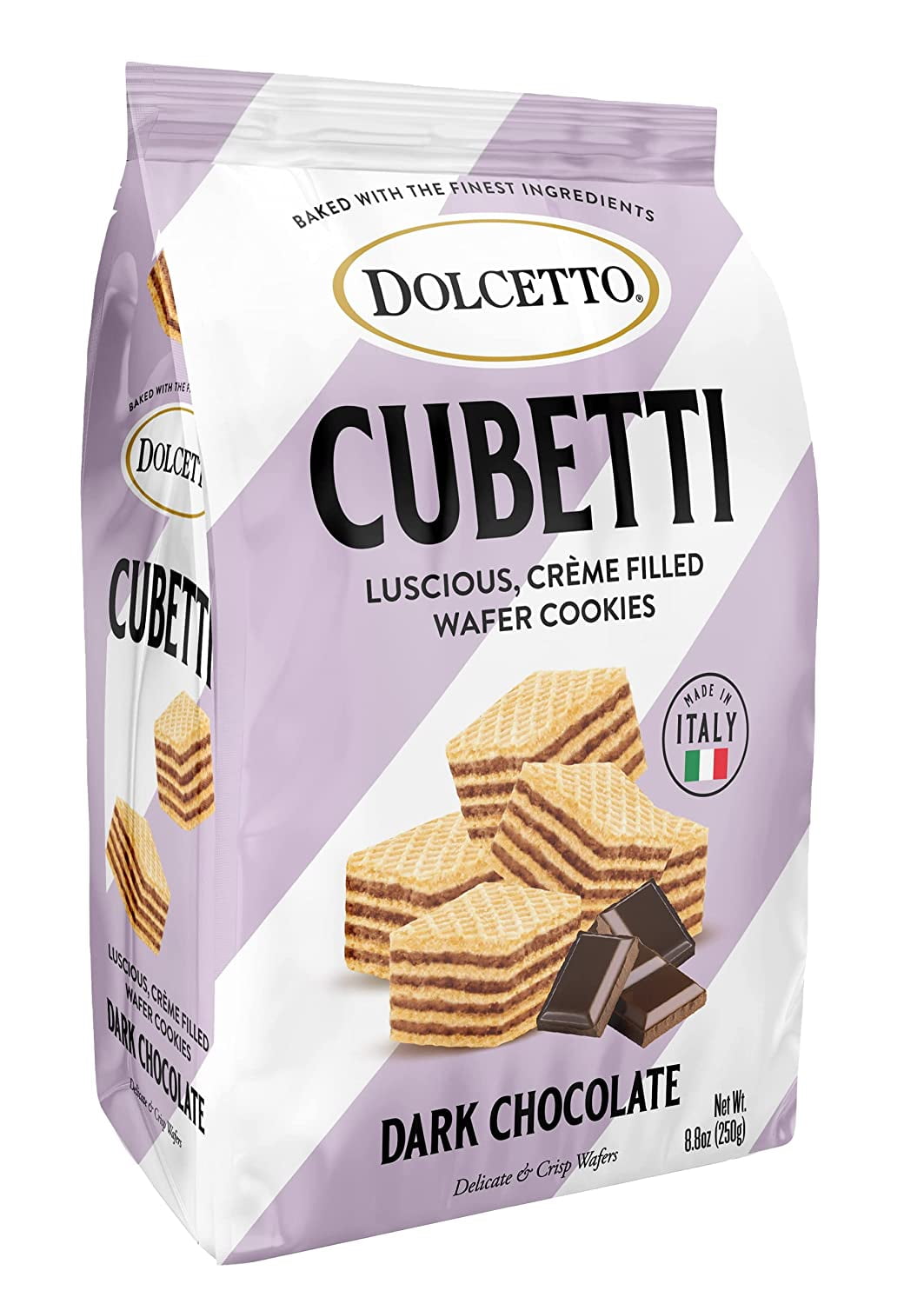 (Pack of 10), Dolcetto Cubetti Dark Chocolate Cream Wafer, 8.8 oz ...