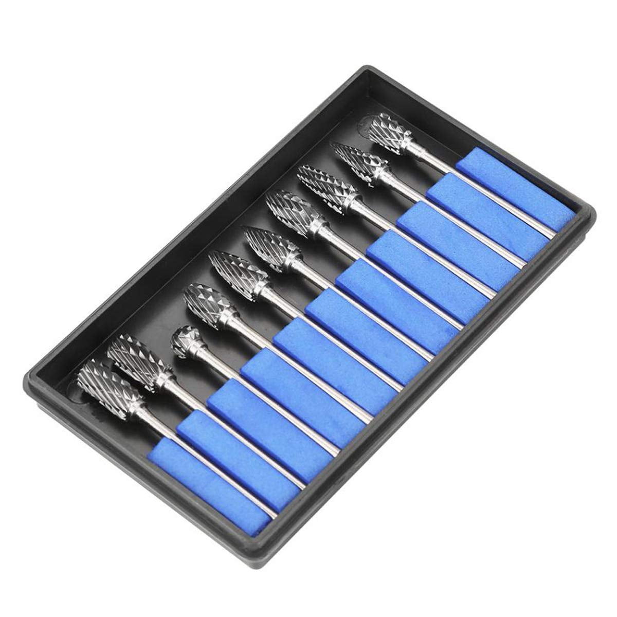 Pack of 10 Double Cut Tungsten Carbide Rotary Burrs, with Grinding Head ...