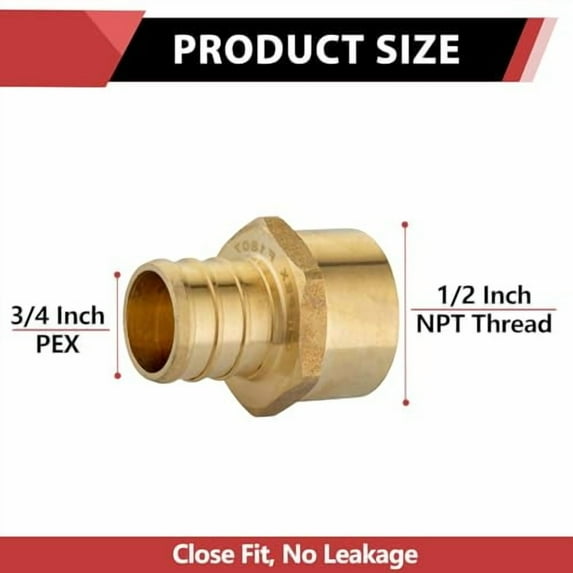 (Pack of 10) EFIELD Pex 3/4" x 1/2" Female NPT Thread Adapter Crimp Brass Fittings, ASTM F1807 ...