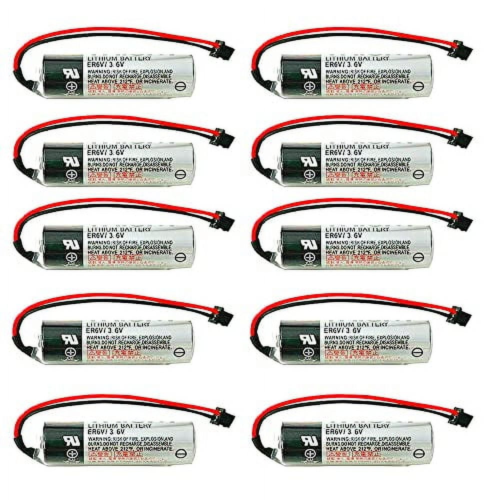 (Pack of 10) ER6V/3.6V ER6VC119A/119B PLC Battery for PLC M70 3.6V 2400mAh Lithium Battery with ...
