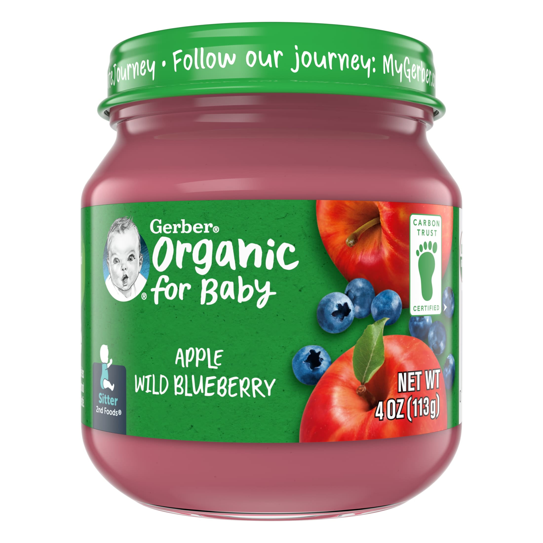 (Pack of 10) Gerber 2nd Foods Organic Apple Wild Blueberry Baby Food, 4 ...