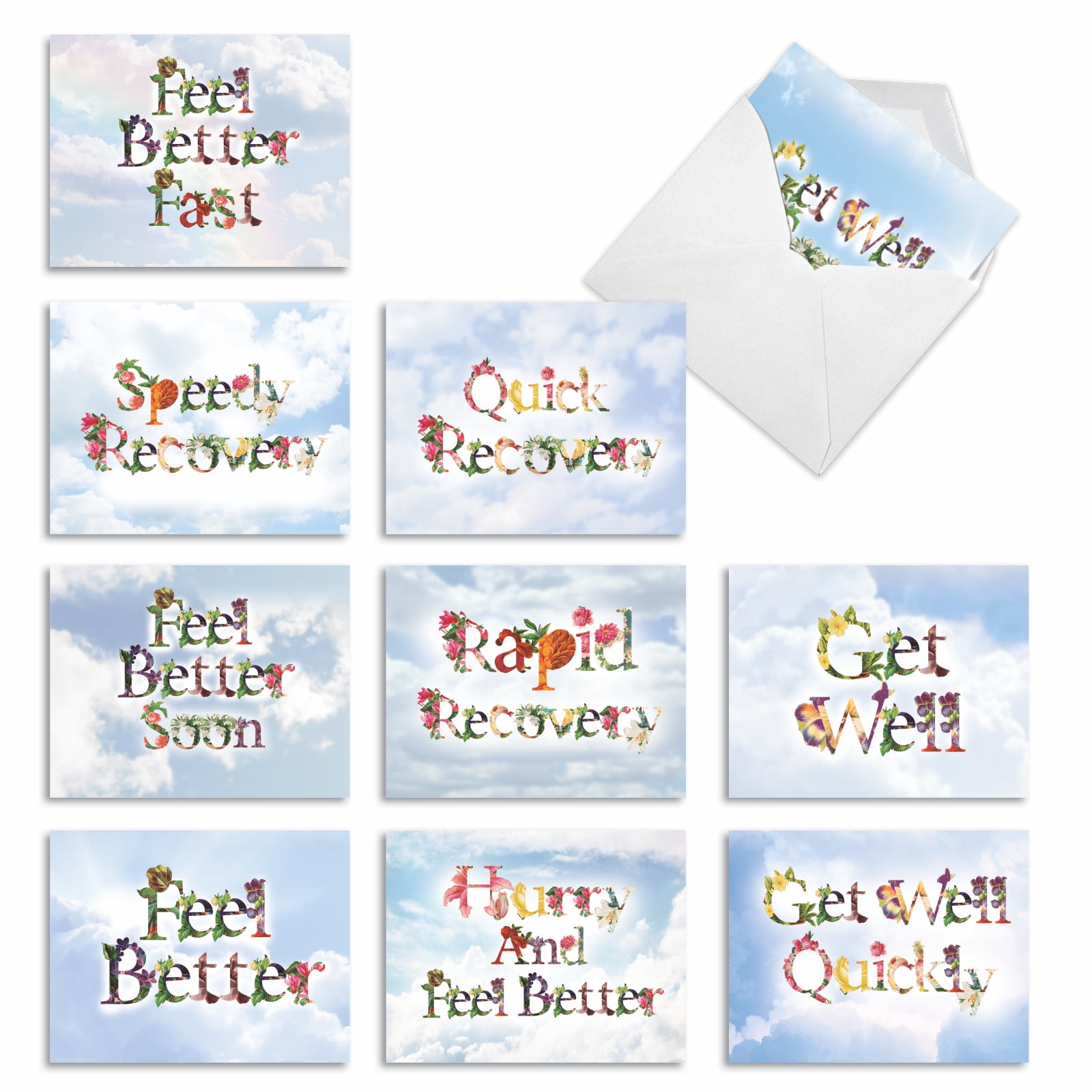 Pack of 10 Get Well Soon Cards with Envelopes (4 x 5.12 Inch) - Bunches ...
