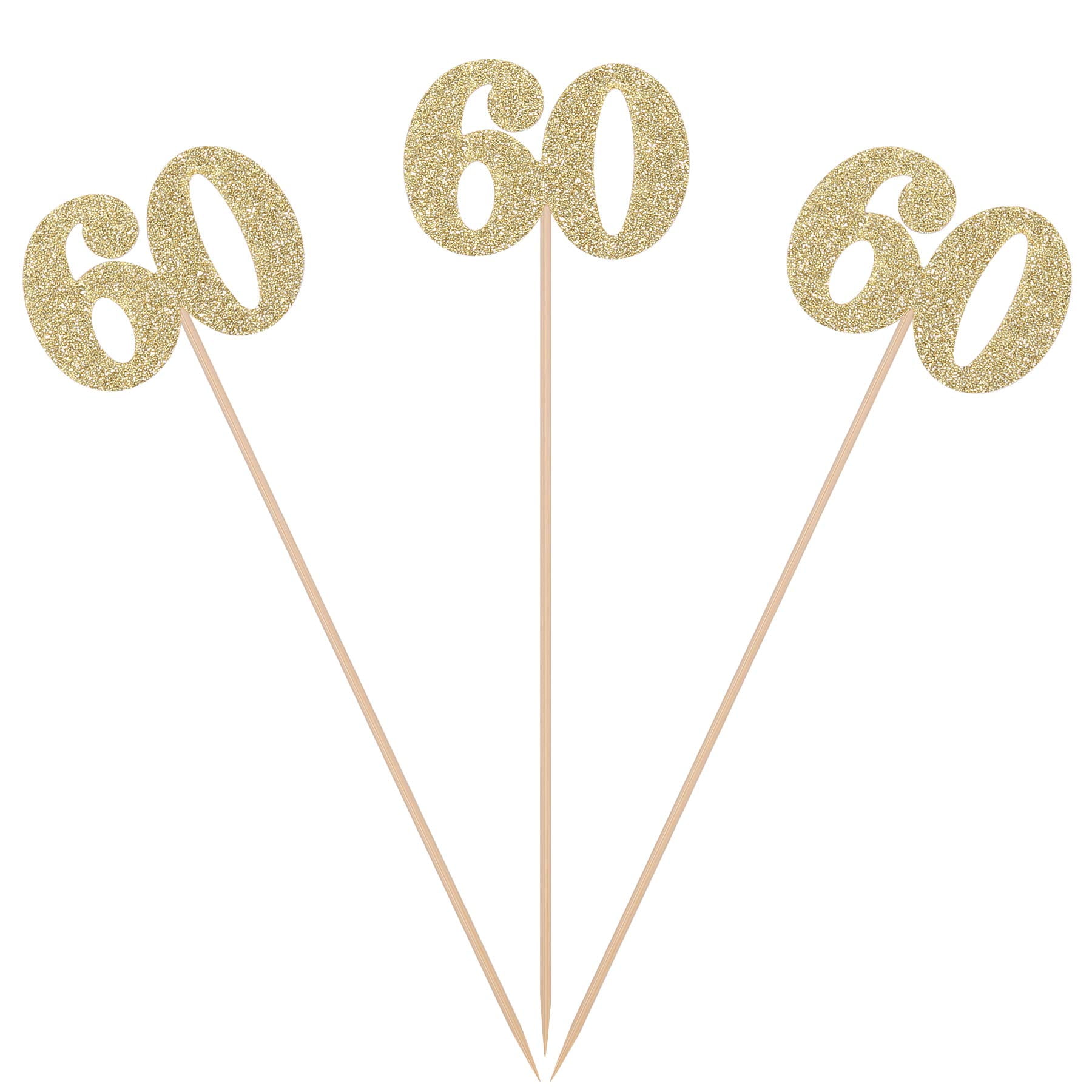 Pack of 10 Gold Glitter 60th Birthday Centerpiece Sticks Number 60 ...