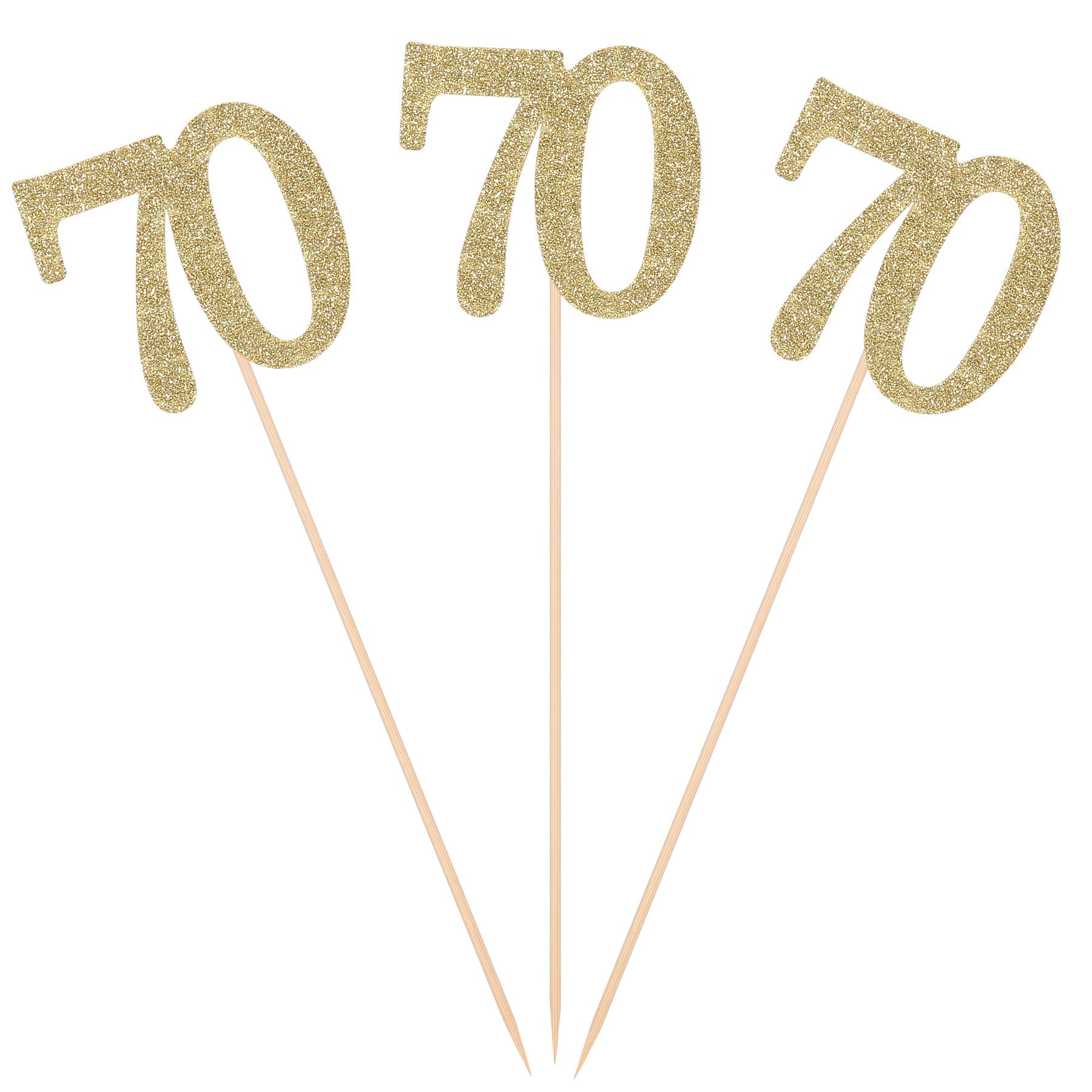 Pack of 10 Gold Glitter 70th Birthday Centerpiece Sticks Number 70 ...