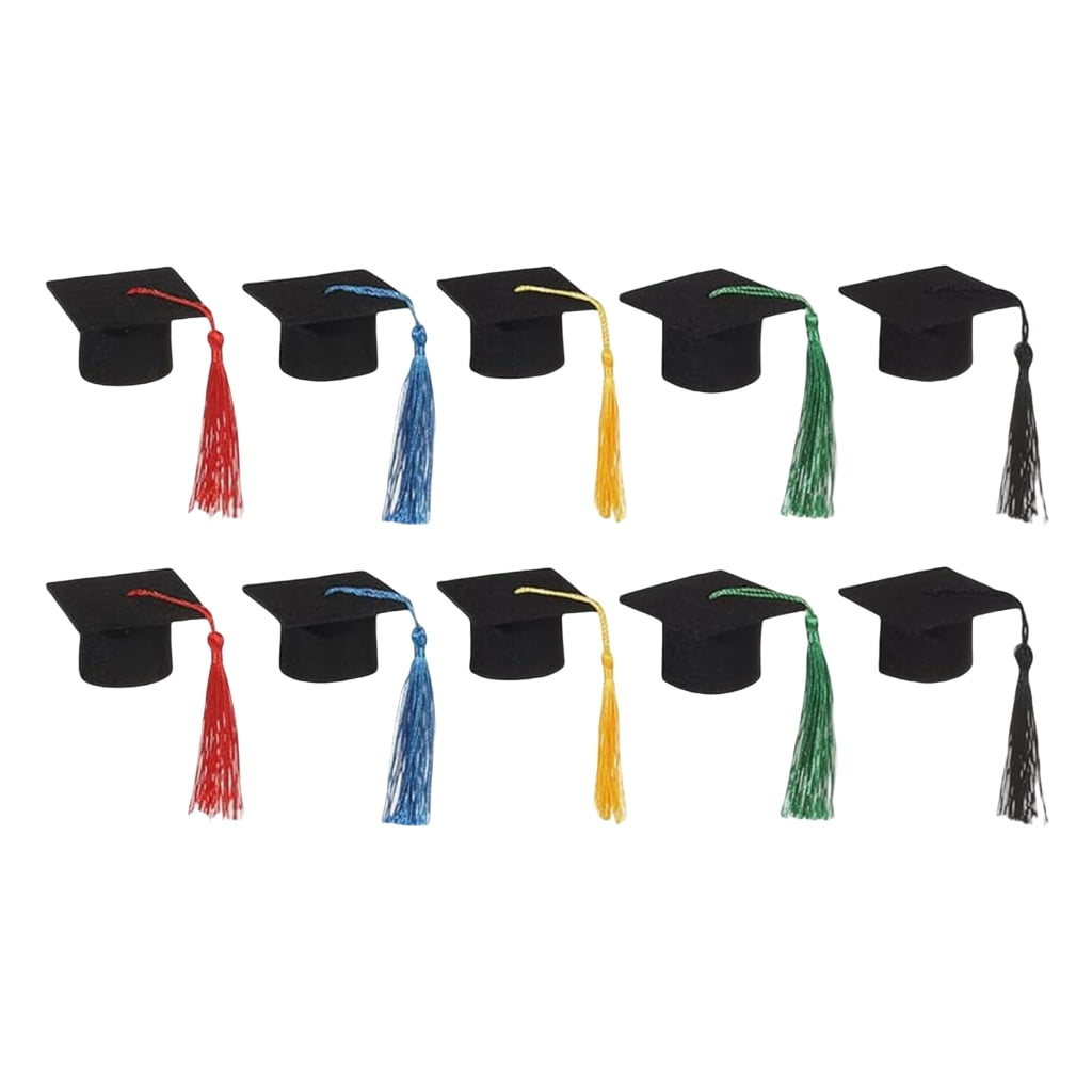 Pack of 10 Graduation Hat Shape Toppers for Drink and Desserts Wine ...