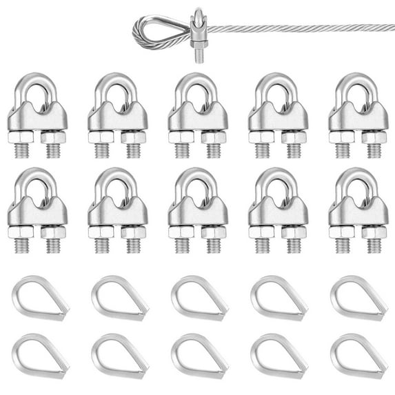 Pack of 10 Heavy Duty Steel Cable Clamps U Shaped Wire Rope Simple ...