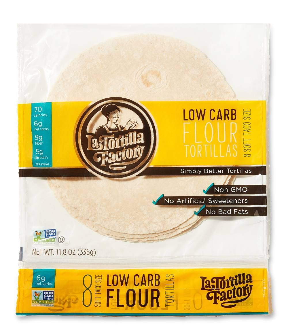 Pack of 10, La Tortilla Factory Low Carb Flour Tortillas, 11.8 oz ...