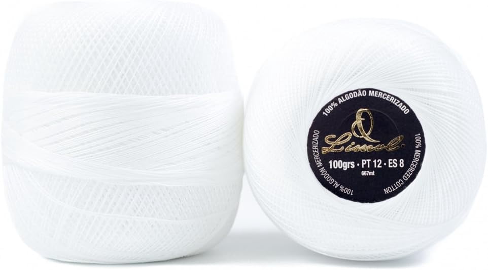 Pack of 10 Limol 100 Grs 100% Mercerized Crochet Cotton Balls (White ...