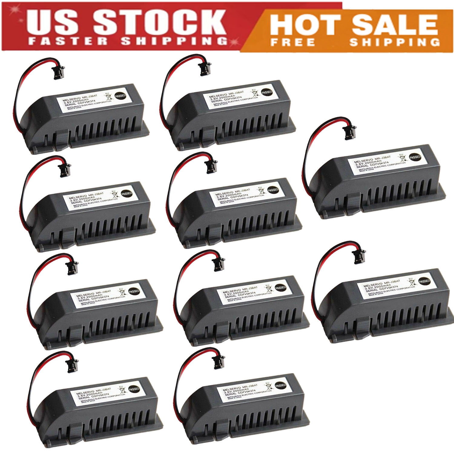 (Pack of 10) MR-J3BAT 3.6V 2000mAh ER6VC119A/B PLC CNC Battery with ...