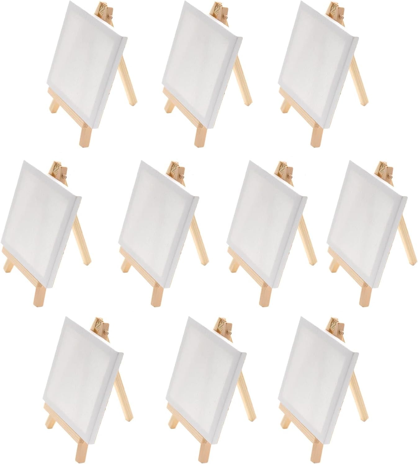 Pack of 10 Mini Canvases with Wooden Table Easels - Perfect for Art ...