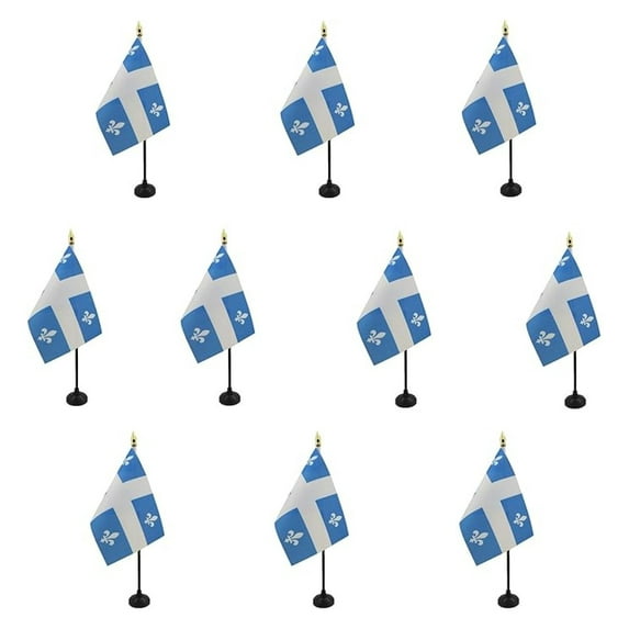 Pack of 10 Mini Quebec Table Flags - 15 x 10 cm - 10 Quebec Flags ...
