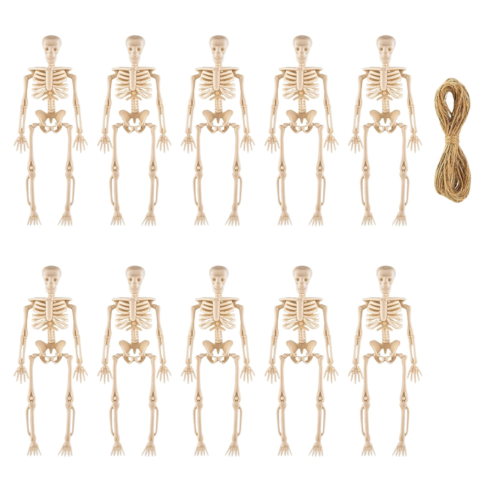 Pack of 10 Mini Skeletons with Twine, Halloween Hanging Skeleton Decor ...