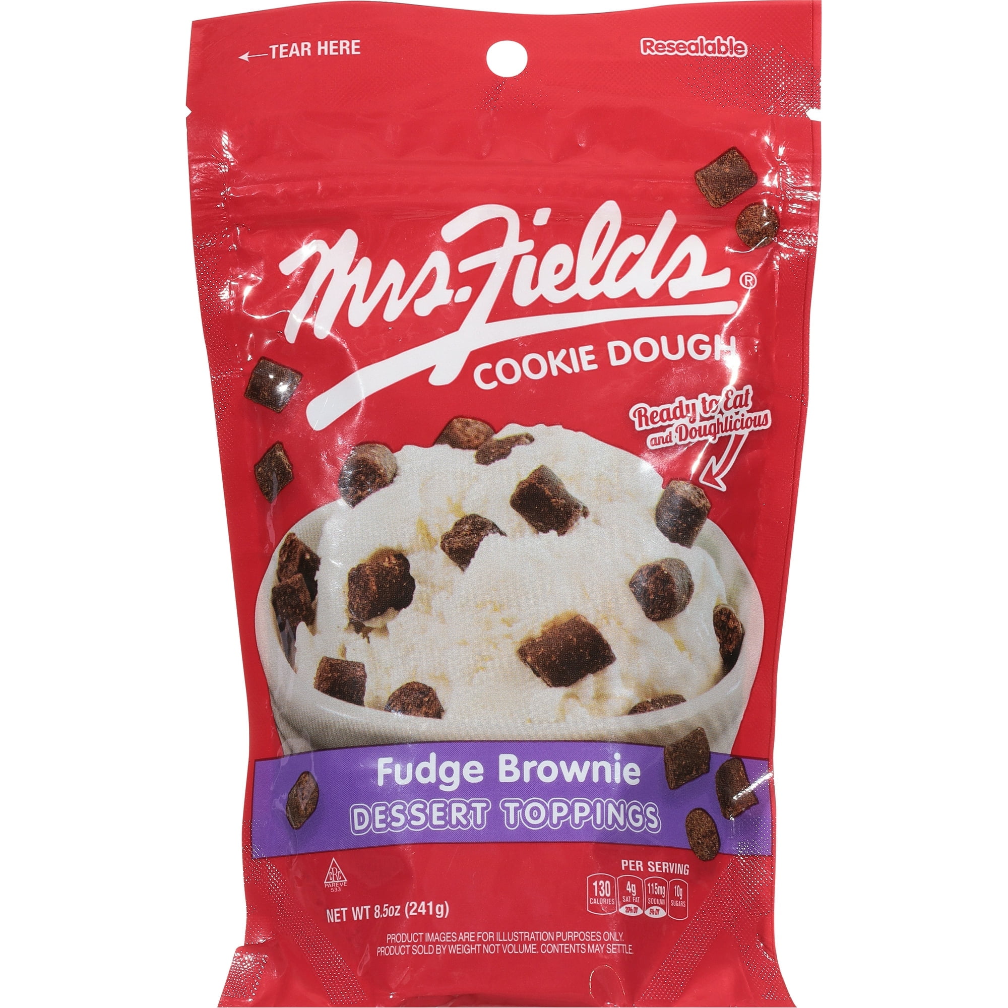 Pack of 10, Mrs Fields Toppings Fudge Brownie Cookie Dough, 8.5 oz ...