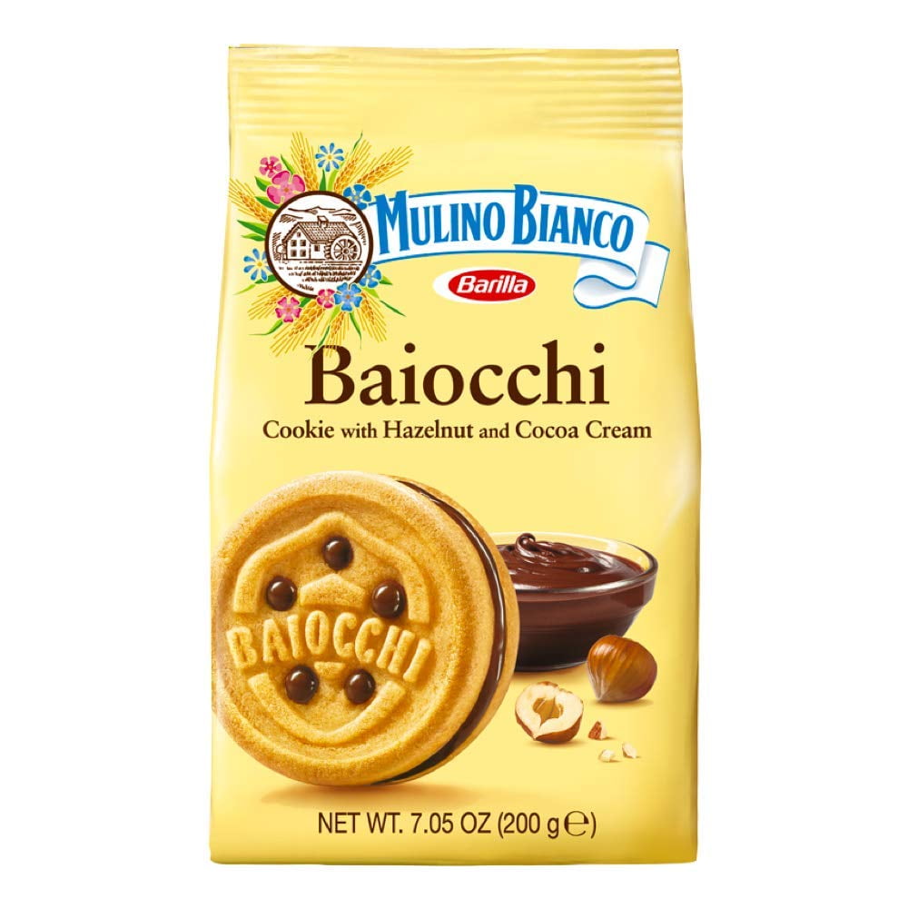 Pack of 10, Mulino Bianco Baiocchi Cookie with Hazelnut and Cocoa Cream ...