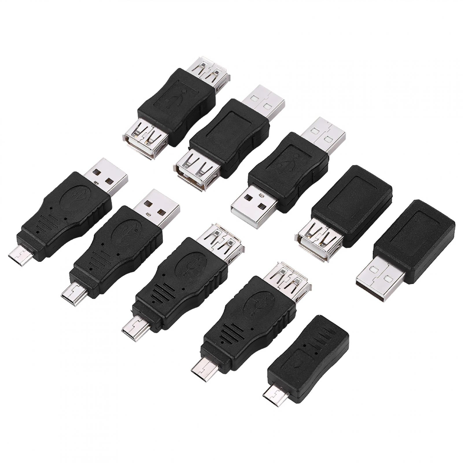 Pack of 10 Multiple USB2.0 Adapters Micro/Mini Male Female Converters ...