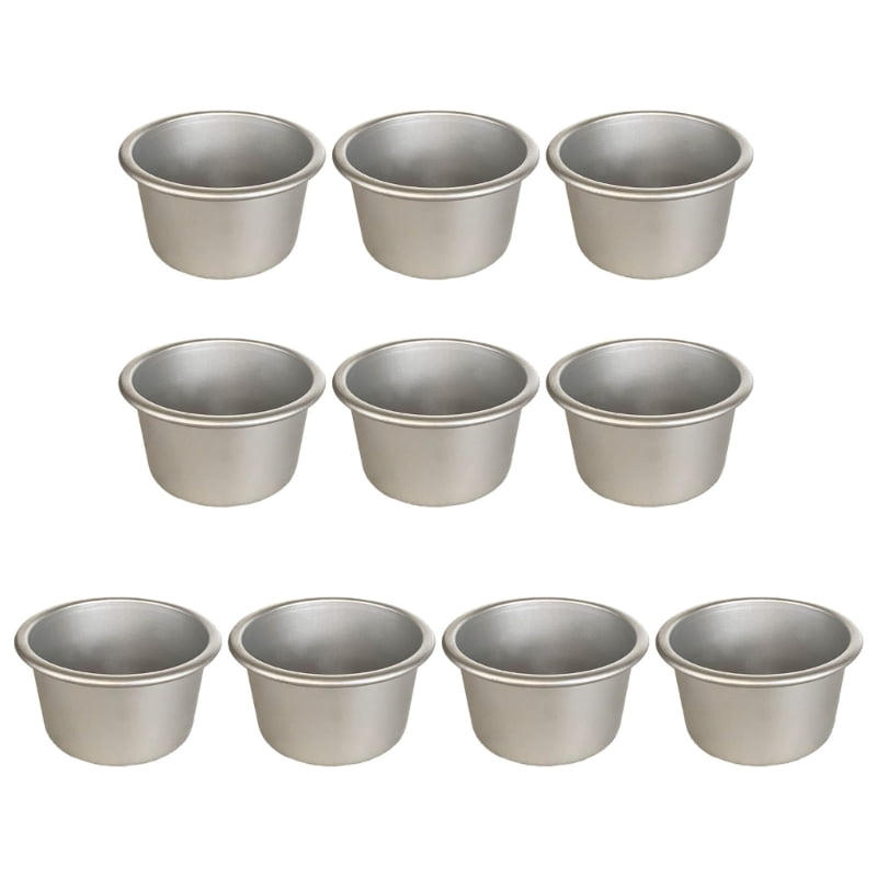 Pack of 10 Nonstick Western Cake Cup Pudding Molds Aluminum Muffins Tin ...
