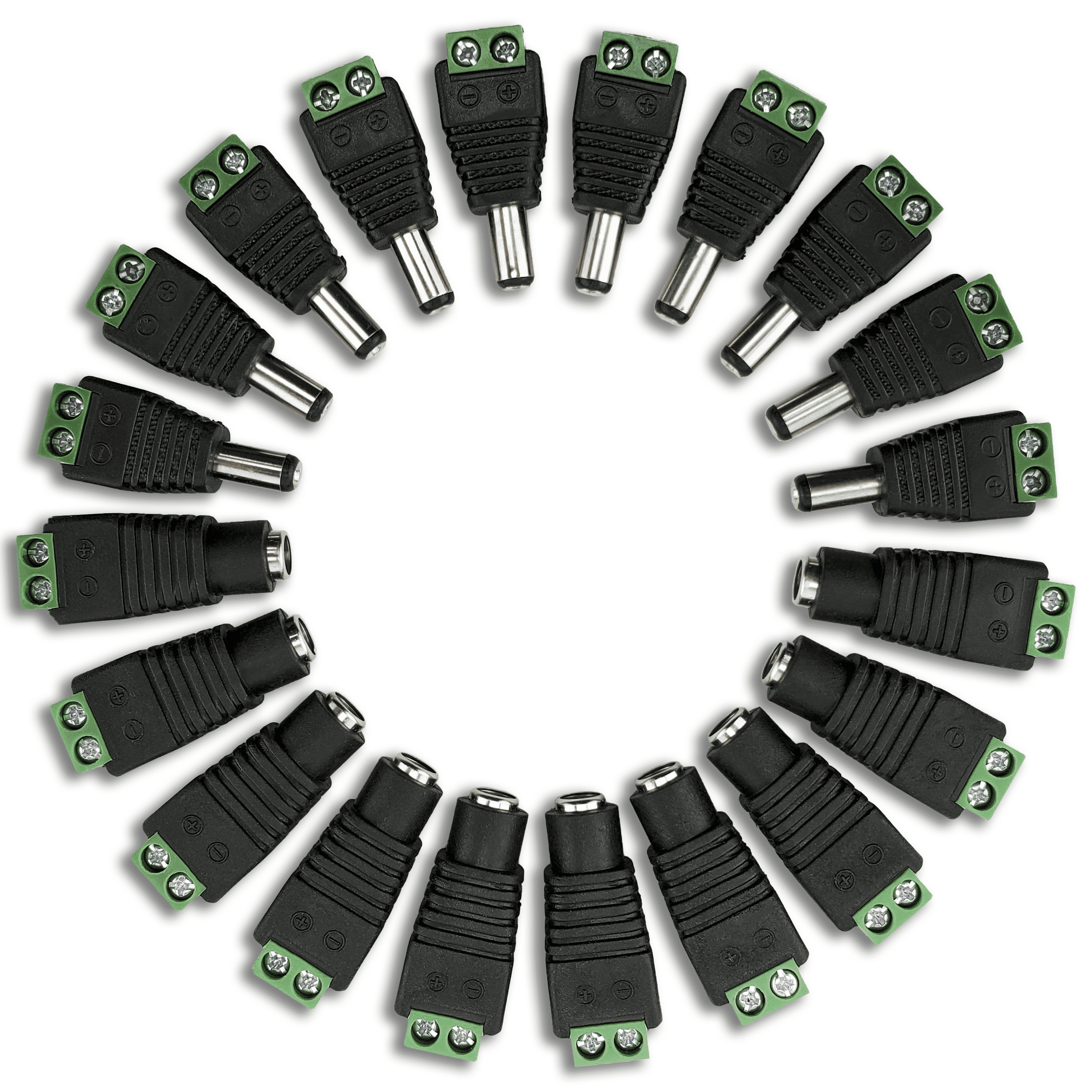Pack of 10 Pairs Male&Female 12V DC Power Connectors 5.5mm Jack Adapter ...
