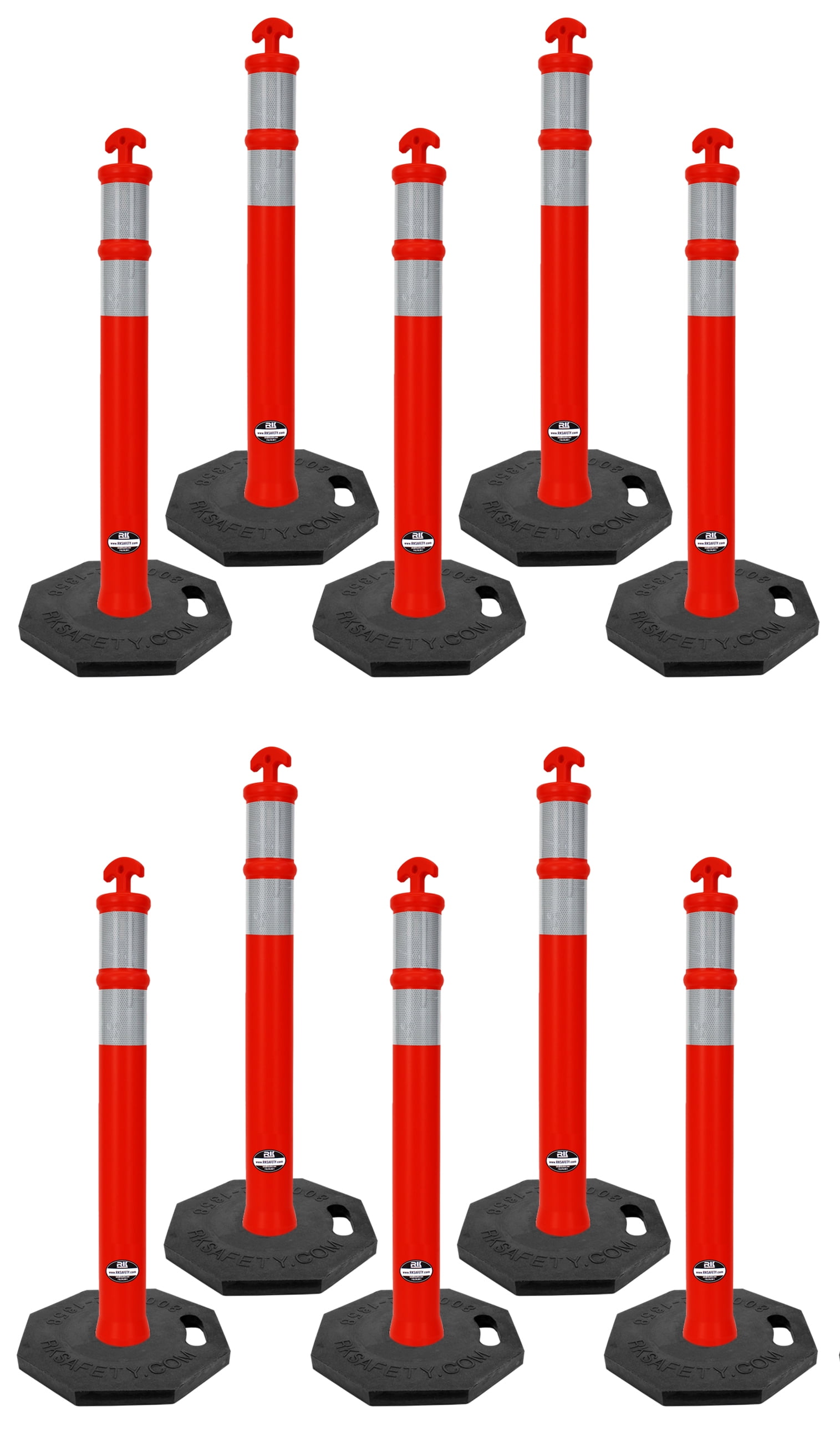 (Pack of 10) RK DPOST2T Polyethylene Portable Delineator Post with 13 ...