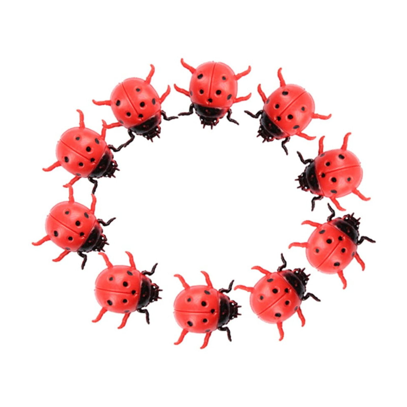 Pack of 10 Red Ladybug Decorative Figurines Miniature Plastic Ladybird ...