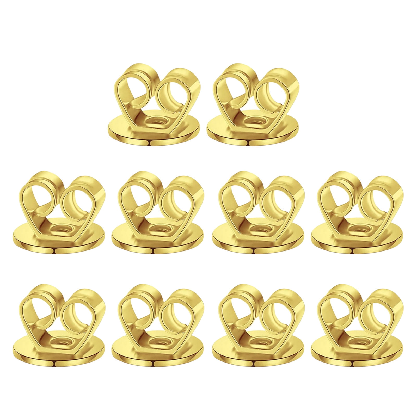 Pack of 10 Round Disc Earring Plugs Earrings Back Metal Ear Studs ...